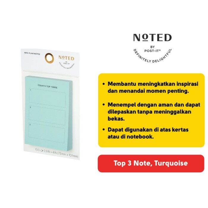 3M Noted by Post-it Top 3 Notes Kertas Memo Turquoise NTD-34-TQ ...
