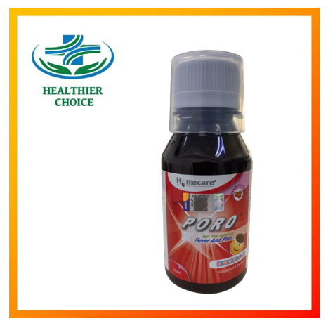 Homecare Poro paracetamol Suspension 250mg/5ml Strawberry Flavour 100ml ...