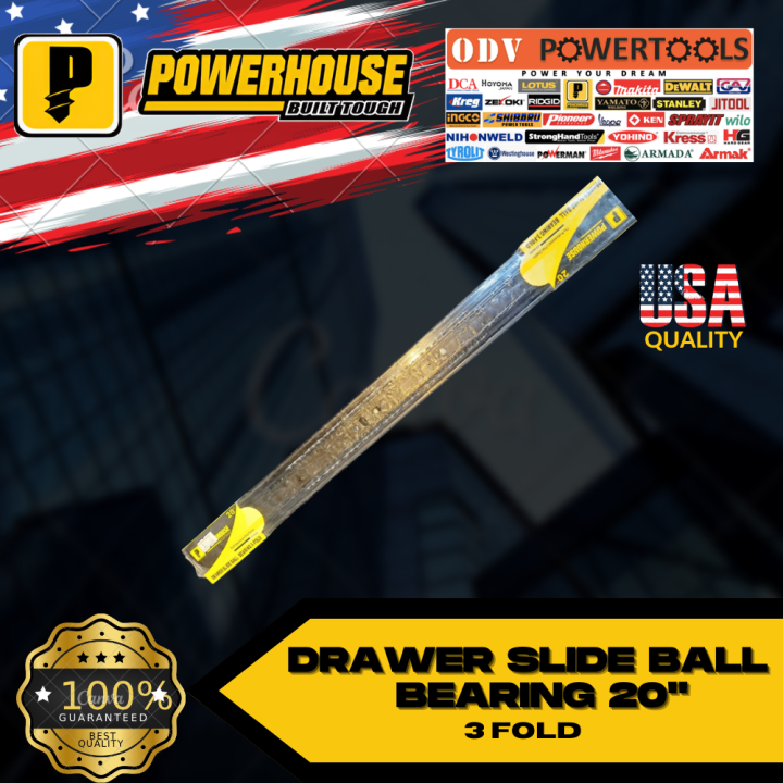 POWERHOUSE Drawer Slide 3-Fold Ball Bearing 20" - ODV POWERTOOLS ...
