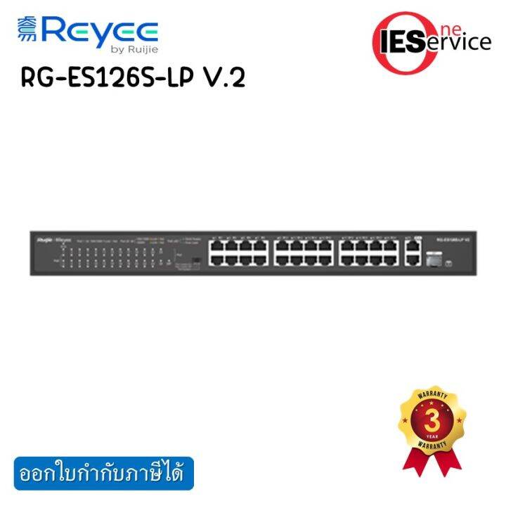 RG-ES126S-LP V2, 24-Port 10/100 Mbps with 2-Port Gigabit Rackmount PoE ...