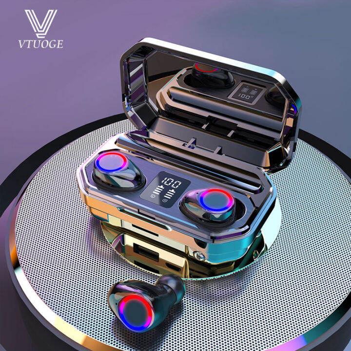 VTUOGE True Wireless TWS 5.0 Headset Heavy Bass Bluetooth Earphone Call ...