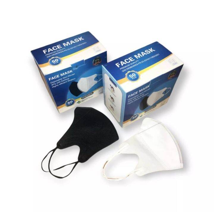 Masker Duckbill Hitam Putih 3ply Dewasa Face Mask Earloop - GMA ...
