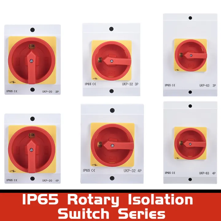 IP65 Padlock Rotary isolator Cam Switch 20A OFF-ON 0-1 4 Poles 8 ...