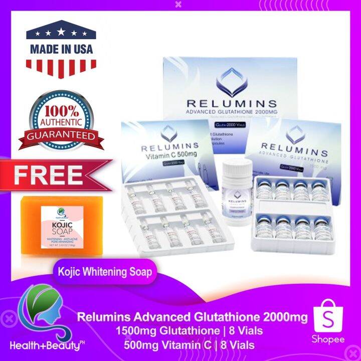 Relumins Advanced IV/Oral Glutathione with Vitamin C 2000mg 8 Vials ...