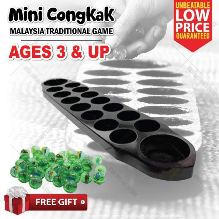 Mini Wooden Congkak Board Malaysia Traditional Games FREE MARBLES/Papan ...