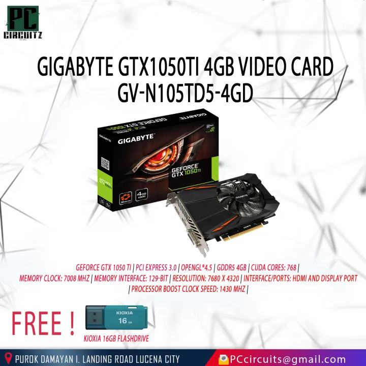 GIGABYTE GTX1050TI 4GB VIDEO CARD GV-N105TD5-4GD | Lazada PH