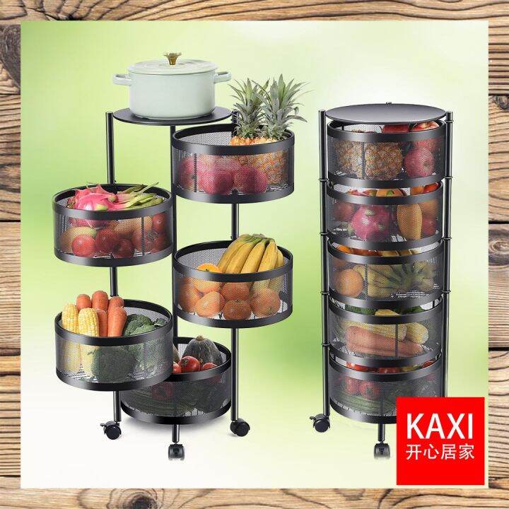 Rotating Snack Rack Kitchen Floor Multi-Layer Storage Living Room ...