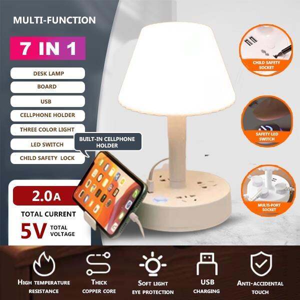 Electric Sockets with Night Lamp Desk table lamp with socket USB plug ...