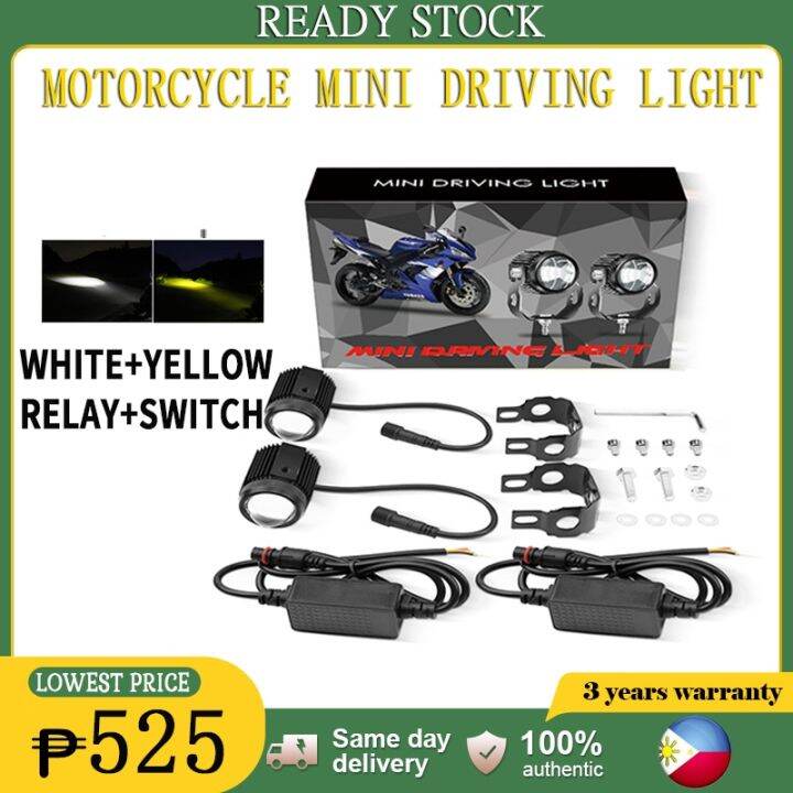 1Pair 20W Motorcycle mini driving light LED Light V5 Yellow White ...