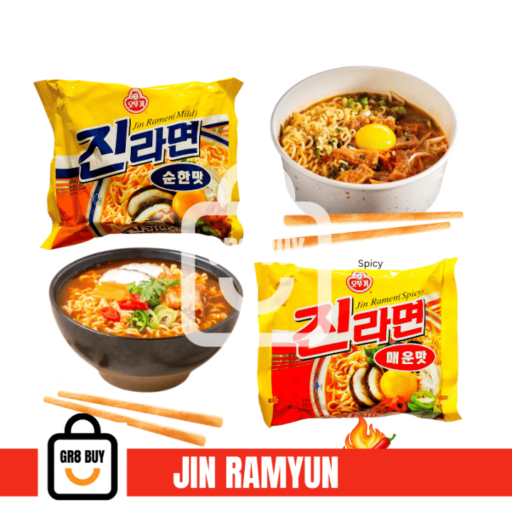 JIN RAMYUN OTTOGII Original Korean Ramyun noodles mild and spicy ...