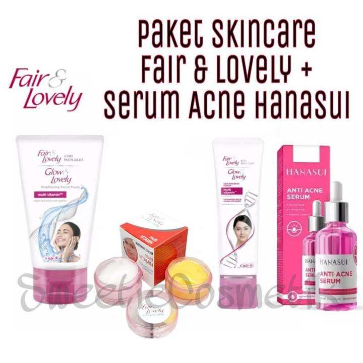 Paket Glowing Lengkap Fair & Lovely 5in1 - Facial Foam + Cream Susun ...