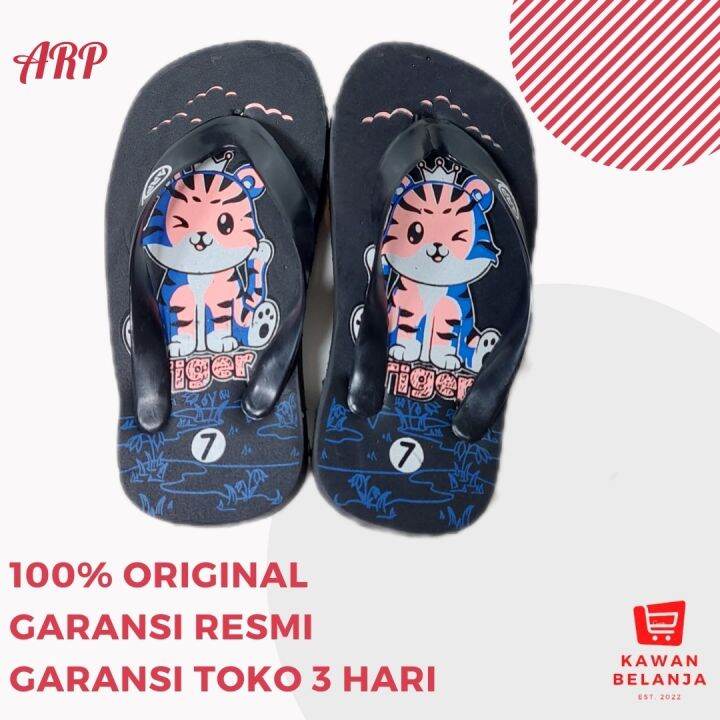 Sandal Jepit Hitam ARP Anak Laki-Laki Perempuan Tiger Macan Harimau ...
