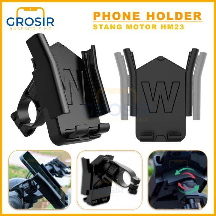 Holder Stang Motor sepeda HM23 HM-23 Phone Stand handphone senderan dudukan hape alat penyangga ...