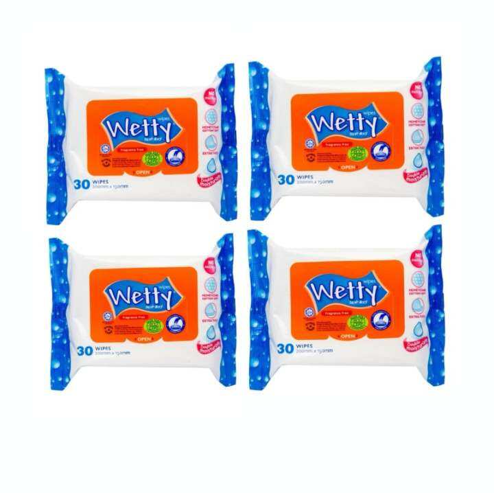 Wetty Wet Wipes 30's X 4 PACK (Fragrance Free)wetty | Lazada