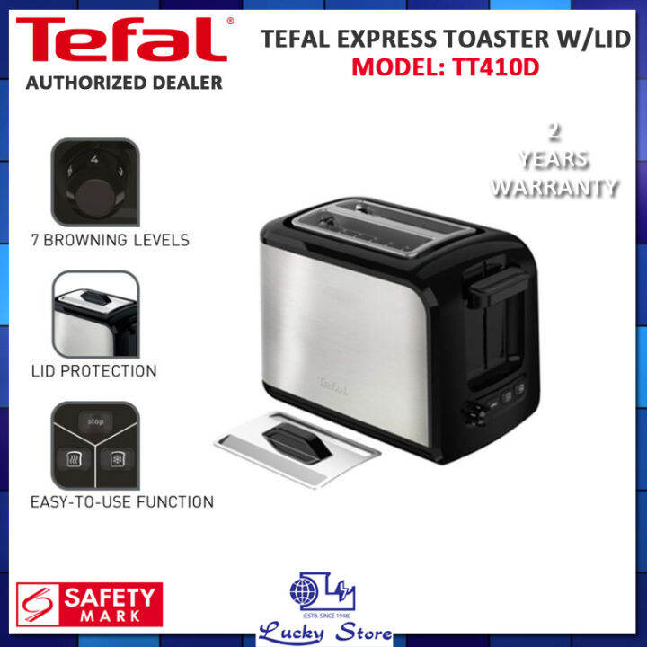 TEFAL TT410D EXPRESS TOASTER W/LID 850W WITH 7 BROWING CONTROL LEVELS ...