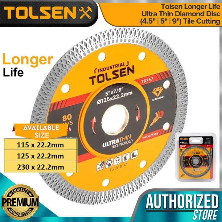 Tolsen Longer Life Ultra Thin Diamond DIsc (4.5" | 5" | 9") Tile ...