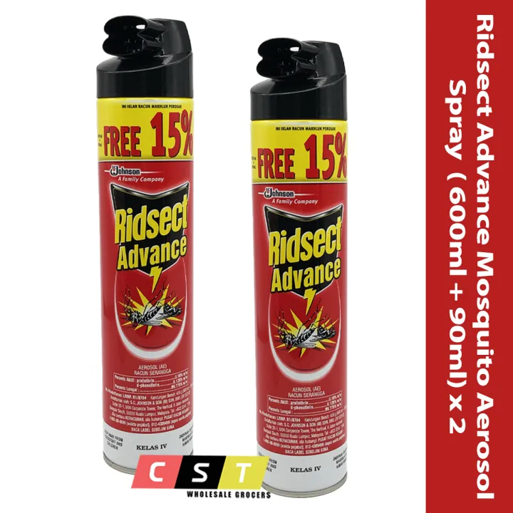 Ridsect Advance Mosquito Aerosol Spray (600ml + 90ml) x 2 | Lazada