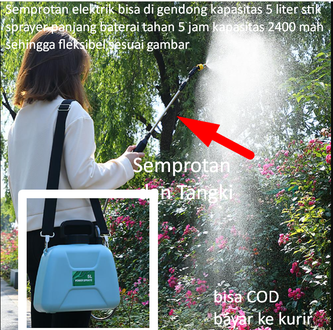 Semprotan elektrik bisa di gendong kapasitas 5 liter stik sprayer ...