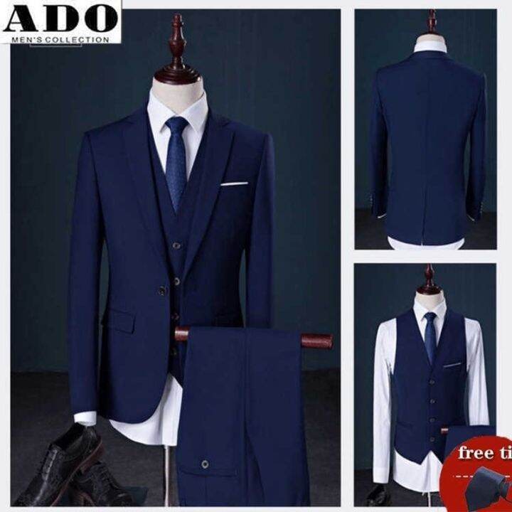 ADO Suit Suit Men's Three-Piece Suit Vest Slim-Fit Best Man Groom ...