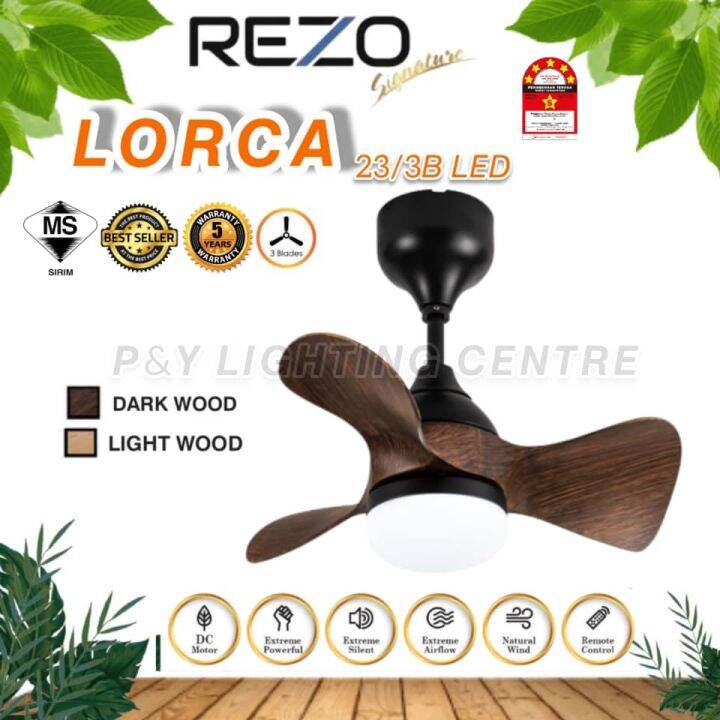 REZO Lorca LED 3B/23" DC Remote Ceiling Fan 3 Colours Daylight ...