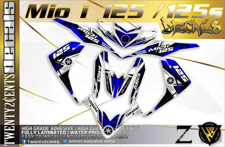 Yamaha Mio i 125 / 125s Decals High-Quality Stickers blue (racing ...