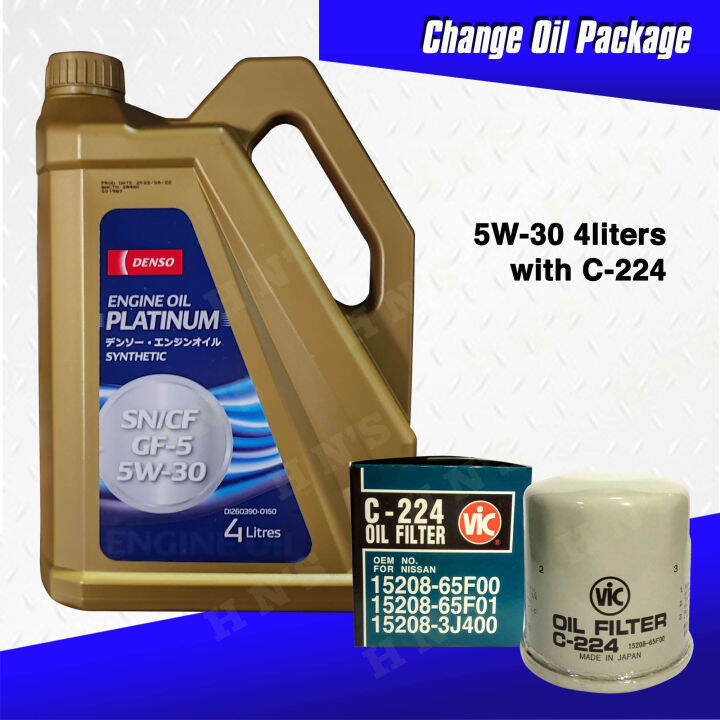 DENSO Engine Oil Platinum 5W-30 Oil Change Package for Nissan Almera ...