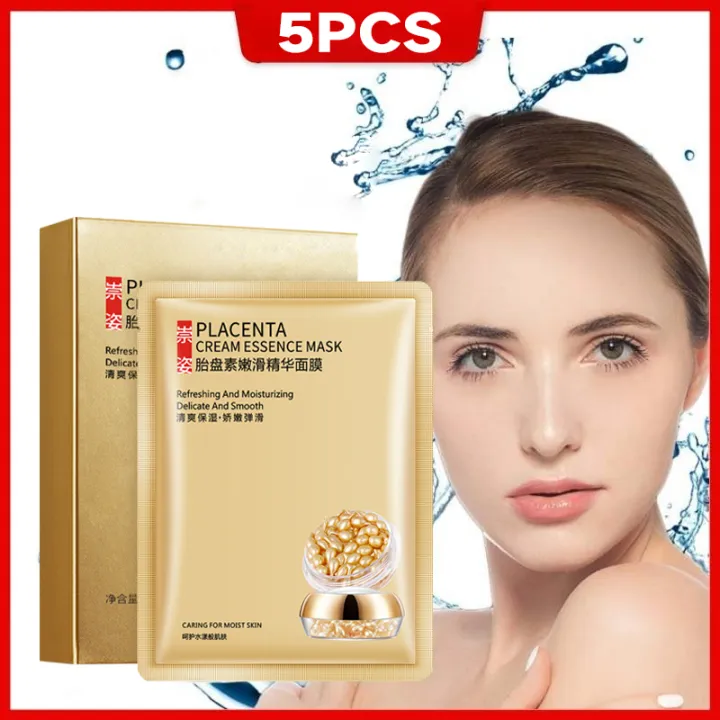 5PCS/Box Fullerene Placenta Essence Moisturizing Anti-wrinkle Mask ...