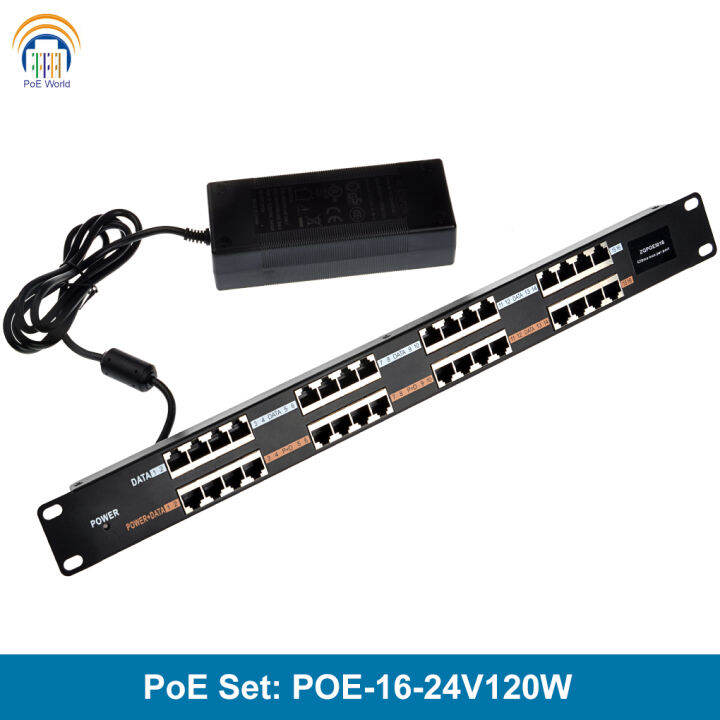 POE-16-24V120W Rack Mount 1U Passive 16 Port PoE Injector Mode B ...