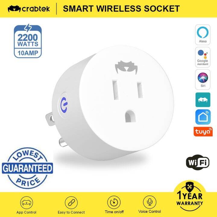 CrabTek WiFi Smart Socket Original Wifi Smart Plug with Timer and Voice ...