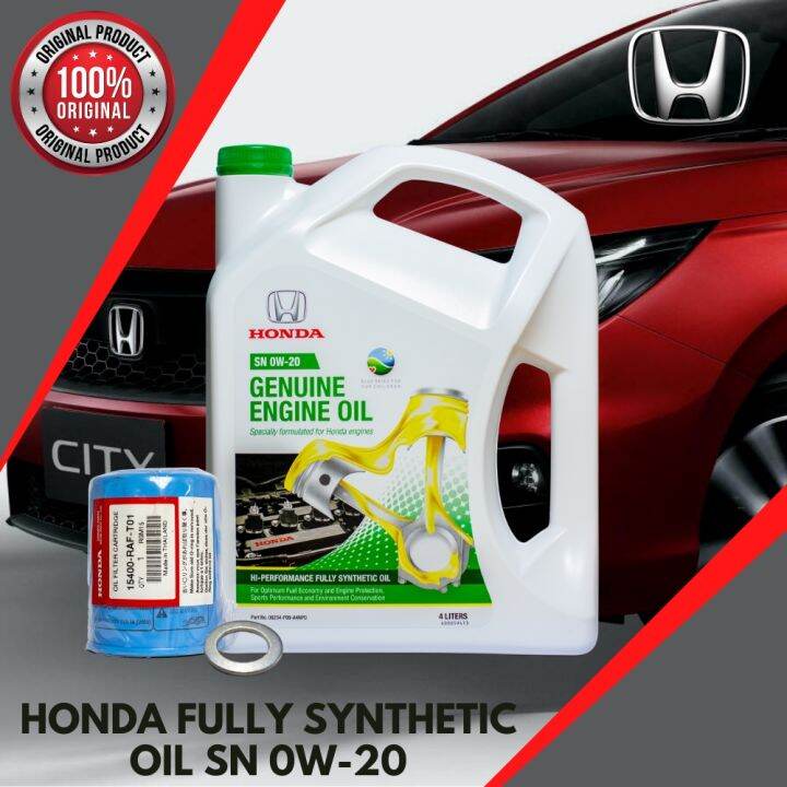 Philippine spot Honda Fully Synthetic Engine Oil SN 0W-20 4Liters With oil Filter and Drain Plug ...