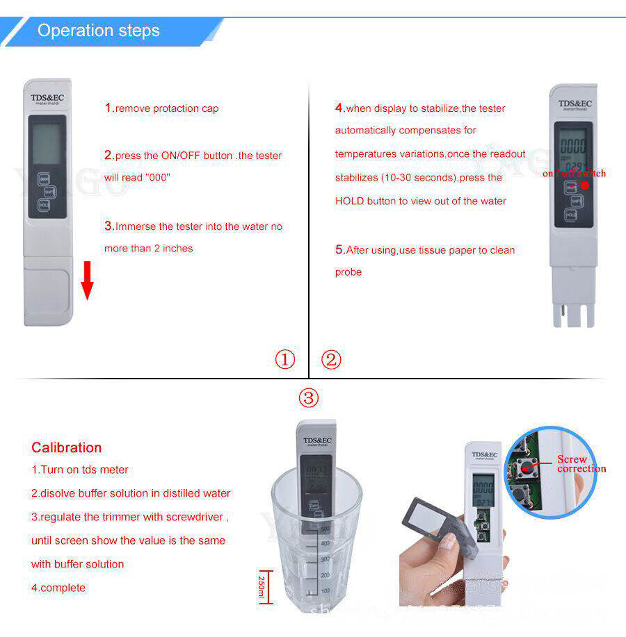 เครื่องวัด EC และ TDS ในน้ำ (Digital EC/TDS Meter) พร้อมส่ง , เครื่องวัด EC/TDS แบบดิจิตอล 3 in ...