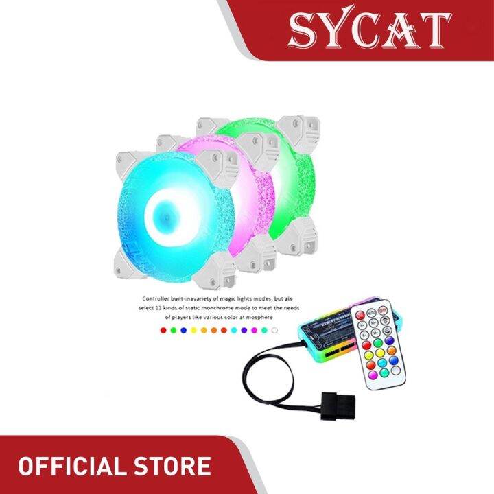 SYCAT S15 6 PIN RGB FAN PC Case FAN 120mm 3 in 1 Kit LED Fan With Molex ...