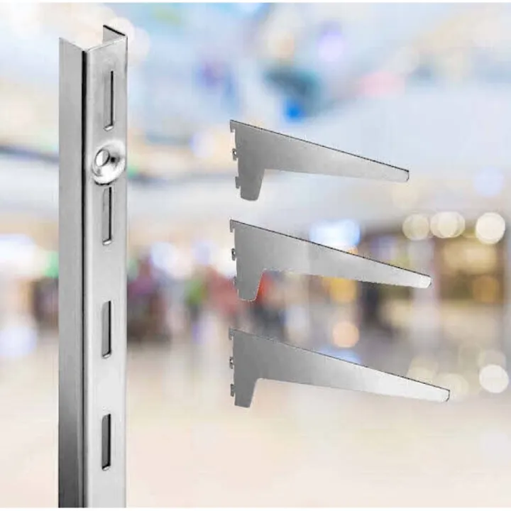 ๑ 【Ready Stock】 Slotted Post Fixed Wall Modular Rack Shelf Bracket Flat ...