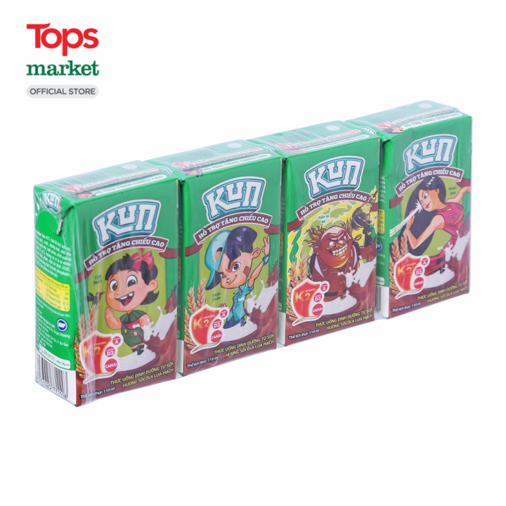 4 Hộp Sữa Kun Cacao Lúa Mạch 110ML - Siêu Thị Tops Market | Lazada.vn