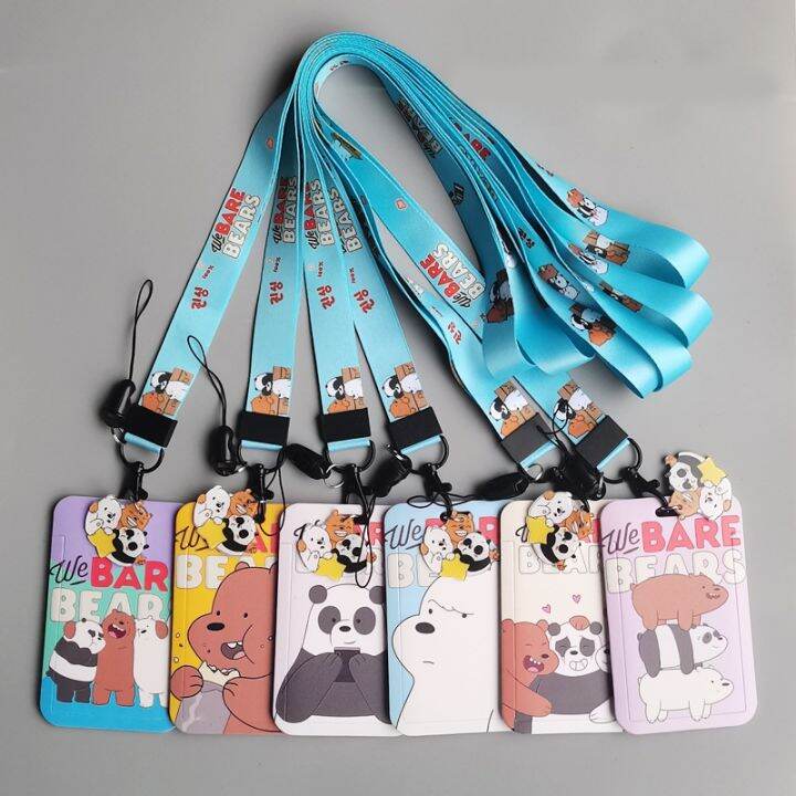 1 Set Three Bears Anime Card Cases Card Lanyard Key Lanyard Cosplay ...