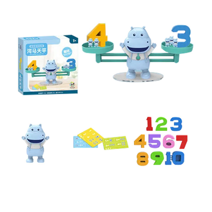Monstermarketing Math Match Game Board Toys Hippo Match Balancing Scale ...