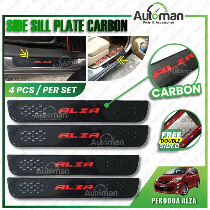Perodua Alza Carbon Fiber with Red Logo Emblem Word Wording Door Side ...