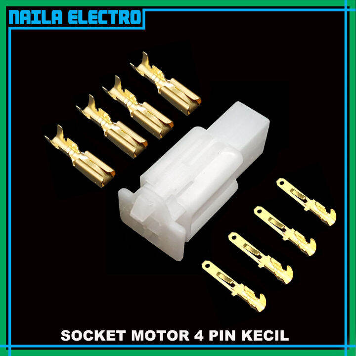 (per 2 pcs) Socket Motor 4 Pin Kecil 1 Pasang Soket Motor Konektor Skun ...