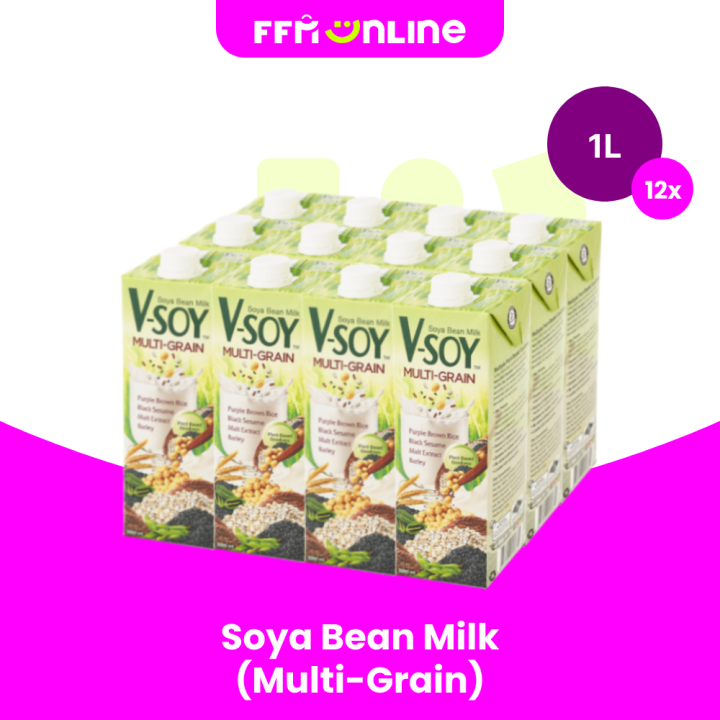 [CARTON] V-SOY Soy Bean Milk MultiGrain - 1L x 12 units | Lazada