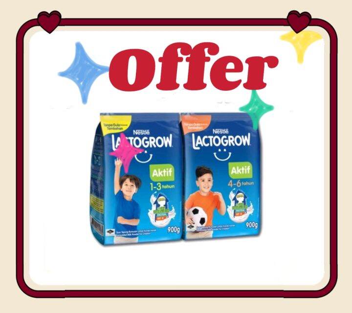 Lactogrow Aktif 1-3/4-6 years (900g) NEW PACKAGING of lactokid(1Pack ...