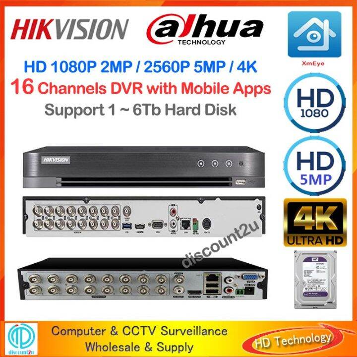 Dahua HiK Vision XMEye 16-Channels Hybrid HD DVR Recorder with P2P ...