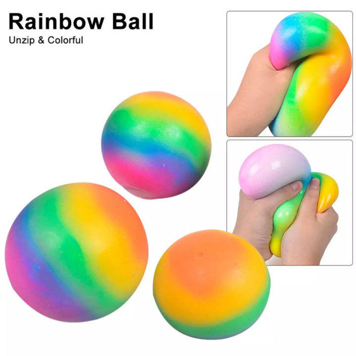 Ready Stock Creative Unzip and Colorful Vent Ball Rainbow Stress Marble ...