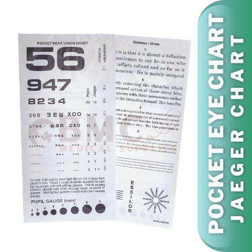 Pocket Eye Chart / Snellen or Jaeger Chart and Pain Rating Scale / Pain ...