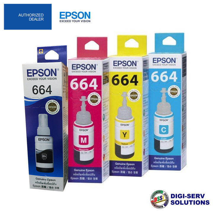 Epson T664 Original Inks (Set of 4 colors : T6641, T6642, T6643, T6644) | Lazada PH
