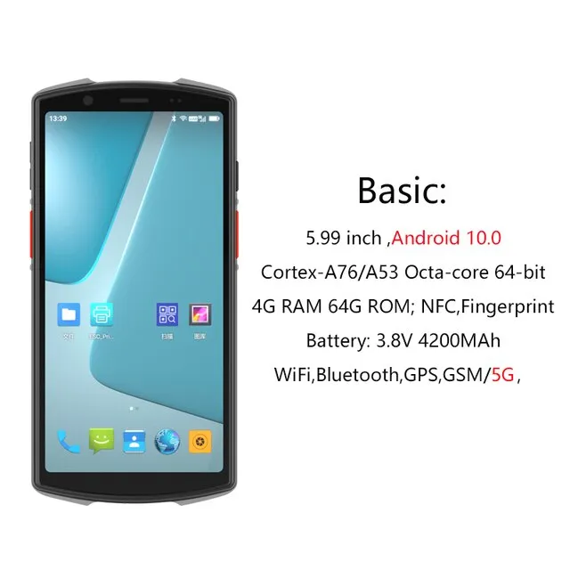 Handheld PDA Android 10.0 Rugged POS Terminal 1D 2D Barcode Scanner ...