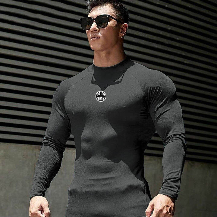 Compression Turtleneck Long Sleeve Shirt Men Fitness Tight T Shirt Man Quick Dry Gym Clothing ...
