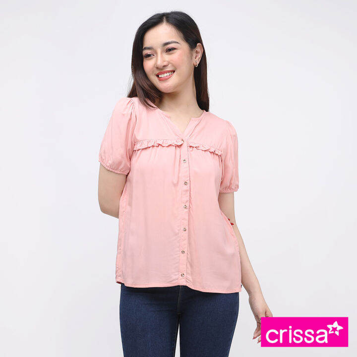Crissa Woven Plain Rayon Short Sleeves Blouse CST18-0645 | Lazada PH
