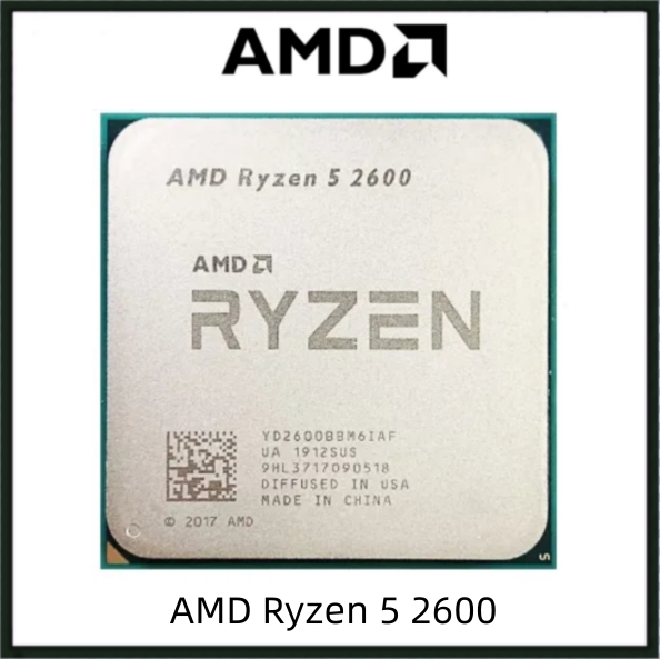 AMD Ryzen 5 2600 R5 2600 3.4 GHz 65W Six-Core Twelve-Core CPU Processor ...