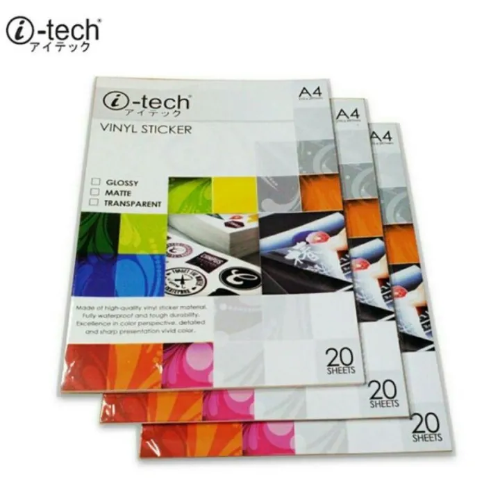 Vinyl Sticker Waterproof A4 Matte / Glossy / Transparent 20Sheets/pack ...