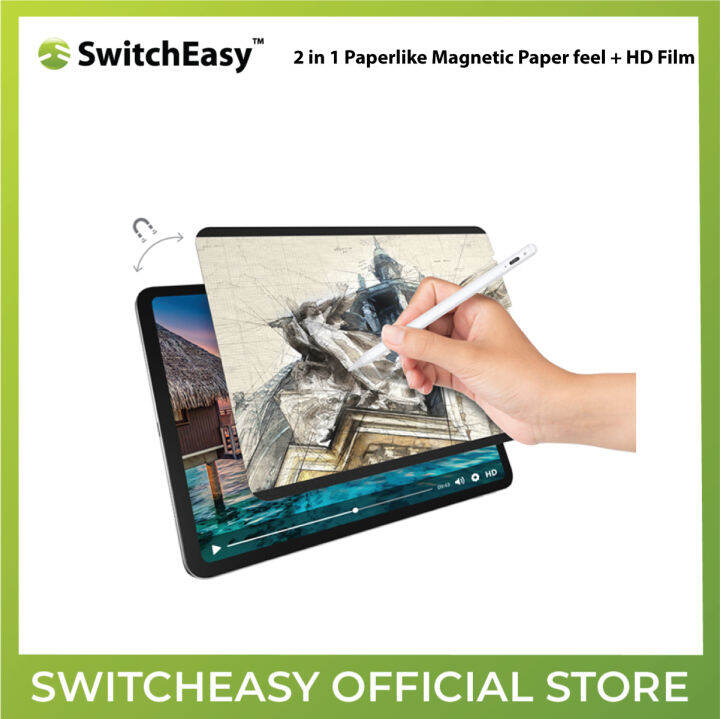 Switcheasy 2 in 1 Paperlike Magnetic Paper feel + HD Film for iPad Pro ...
